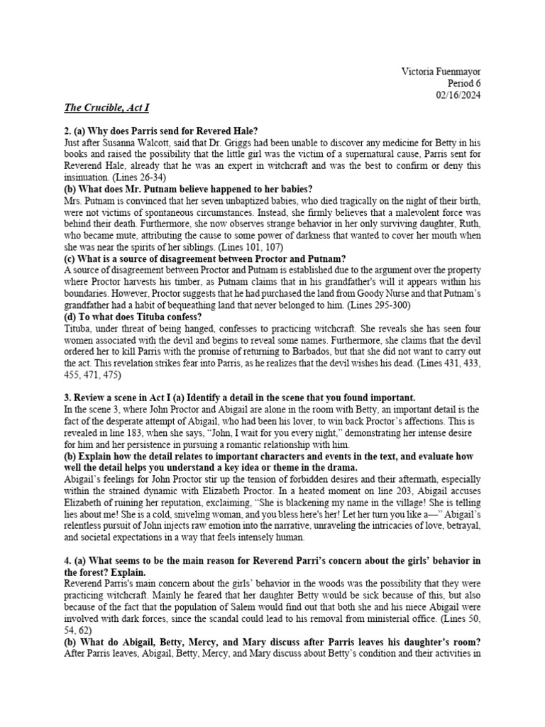 Act 1 & 2 - The Crucible | PDF