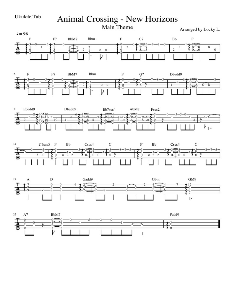 Animal Crossing New Horizons Main Theme - Ukulele Tab | PDF