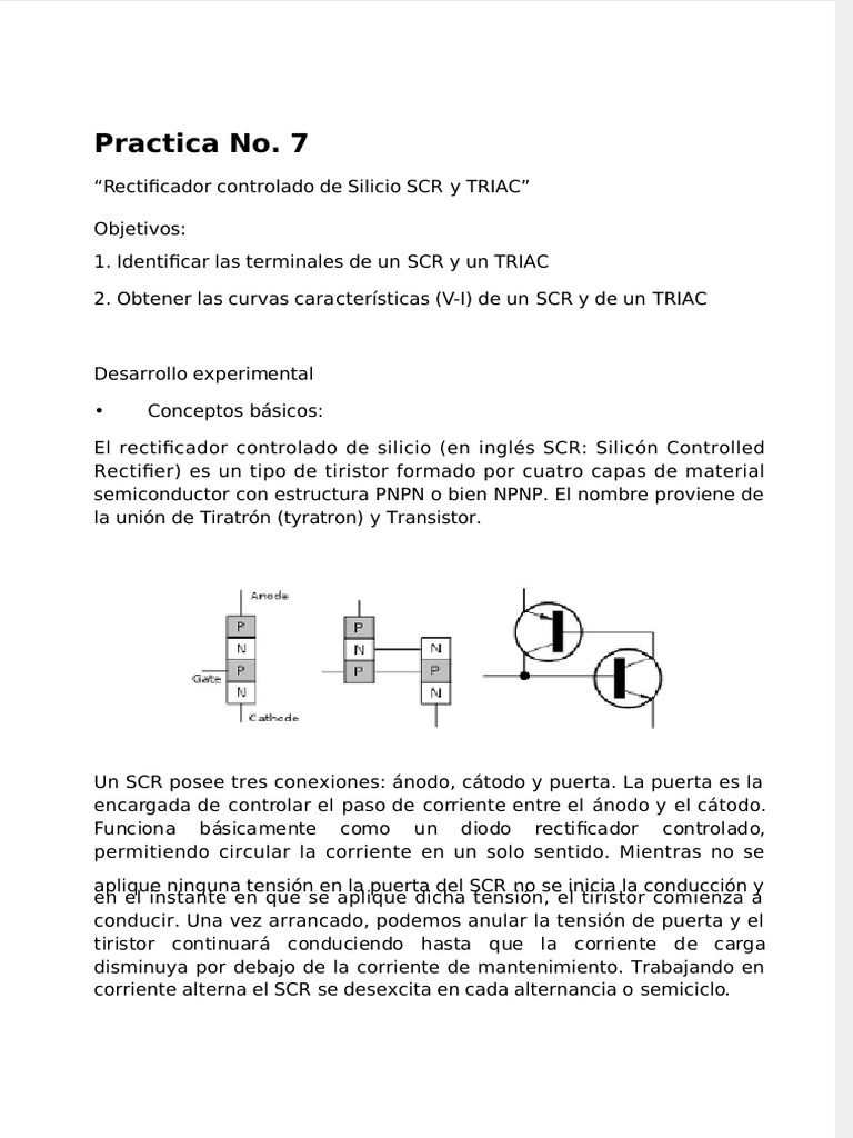 Dokumen - Tips - Practica 7 SCR y Triac 1 | PDF | Electricidad | Bienes ...
