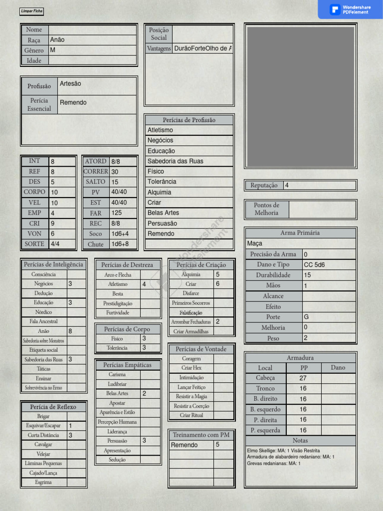 The Witcher TRPG Anão | PDF