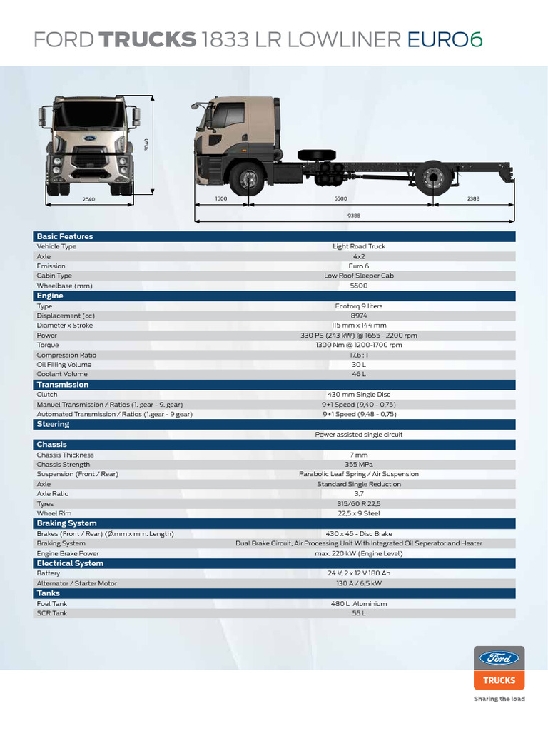 Ford 1833 LR | PDF | Truck | Brake