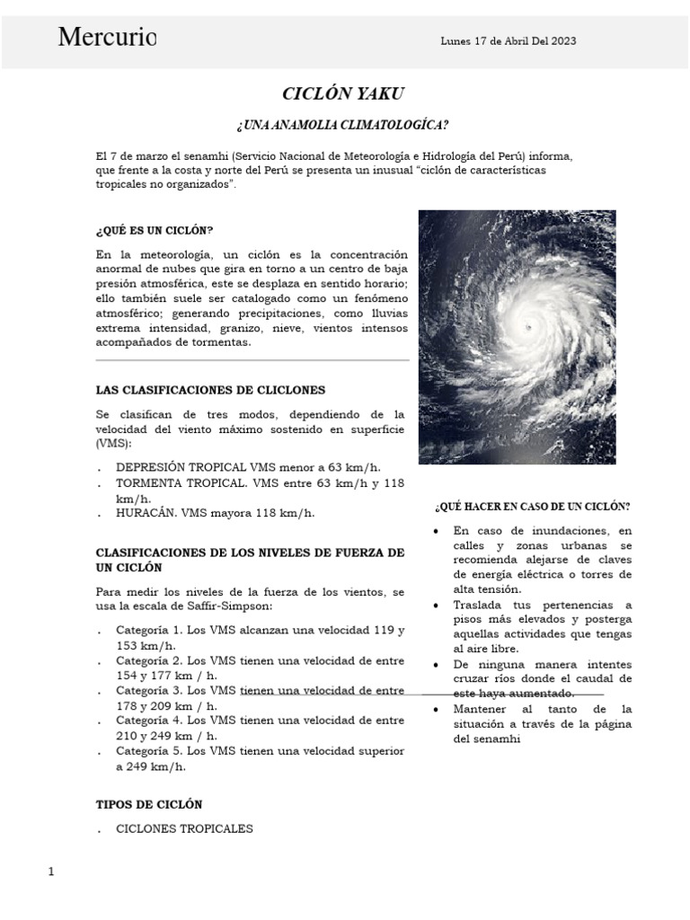 Ciclón Yaku | PDF | Ciclones tropicales | Tormentas