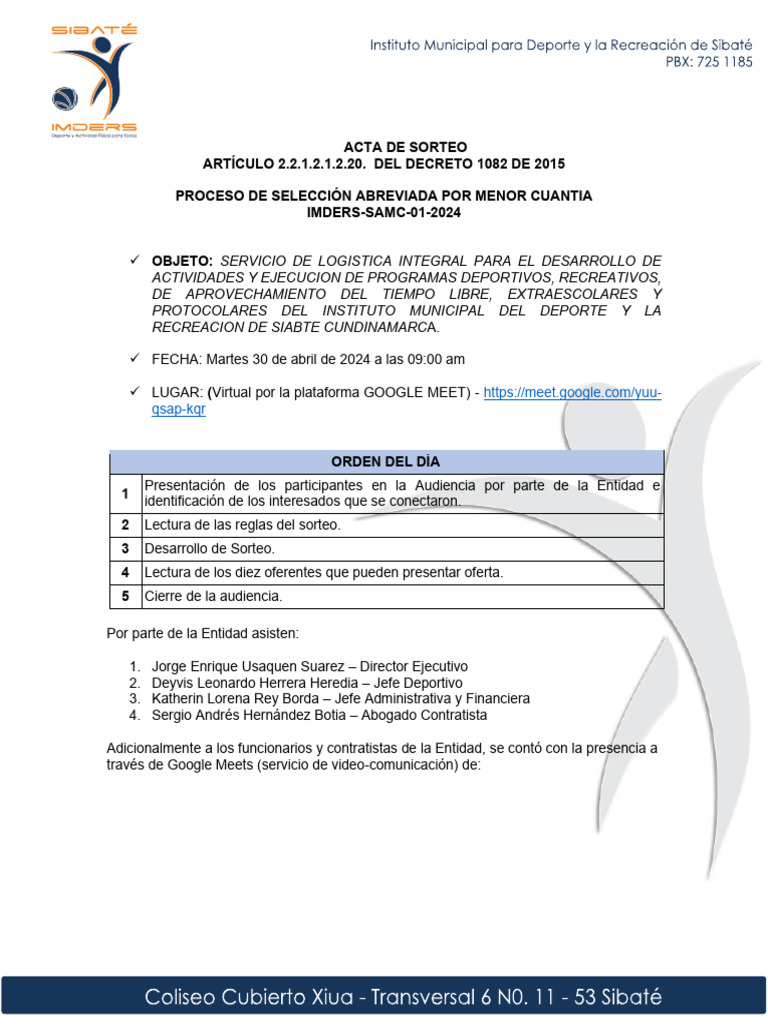 Acta de Sorteo | PDF