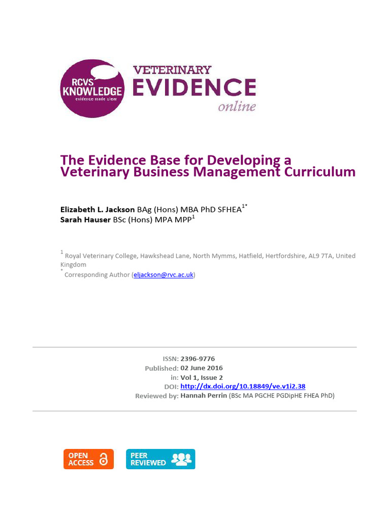 The Evidence Base For Developing A Veterinary Busi | PDF | Veterinary ...