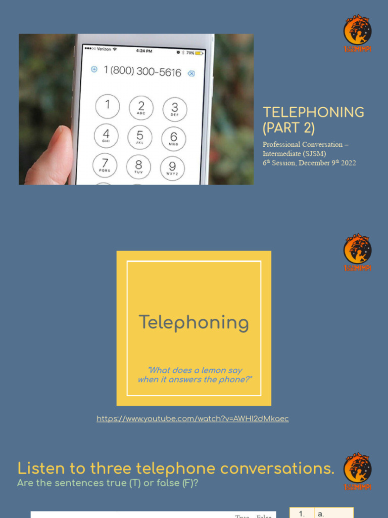 6th Session - Telephoning (Part 2) | PDF | Telephony | Telecommunications