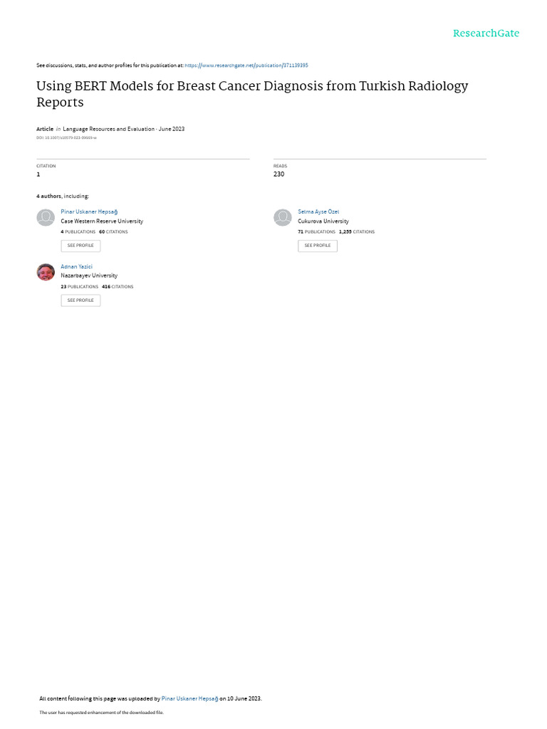 2-1 Using BERT Models For Breast Cancer Diagnosis From Turkish ...