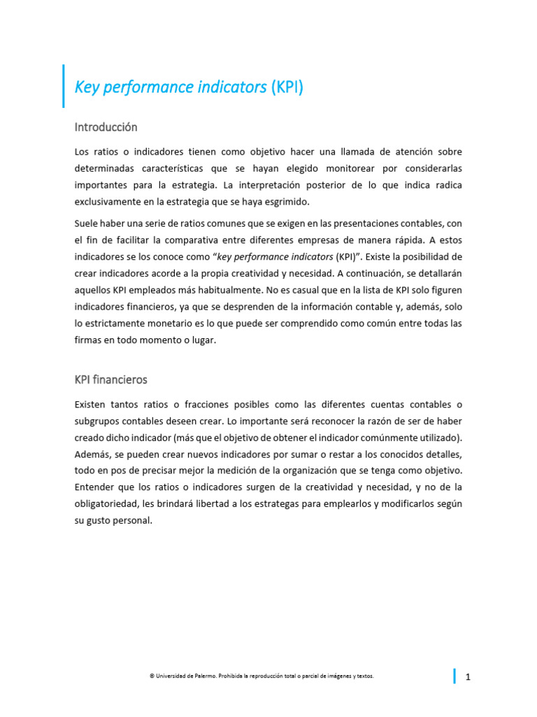Key Performance Indicators (KPI) | PDF | Margen bruto | Business
