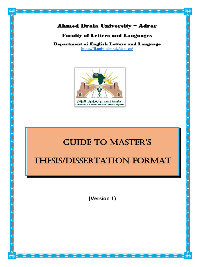 Guide To Masters Thesis Dissertation Format | PDF | Thesis | Apa Style