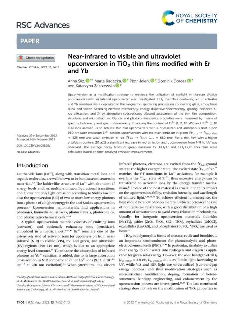 Near-Infrared To Visible and Ultraviolet Upconvers | PDF | Titanium ...