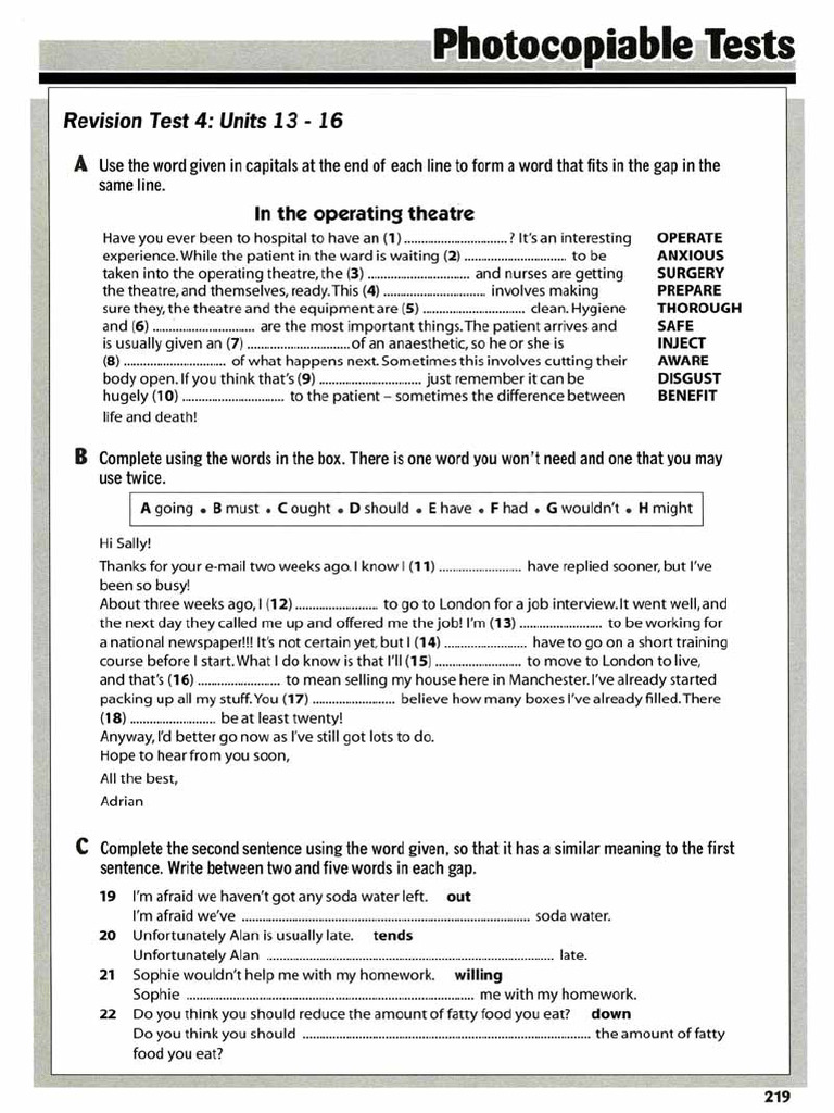 b2 - Revision Test 4 (Unit 13-16) | PDF