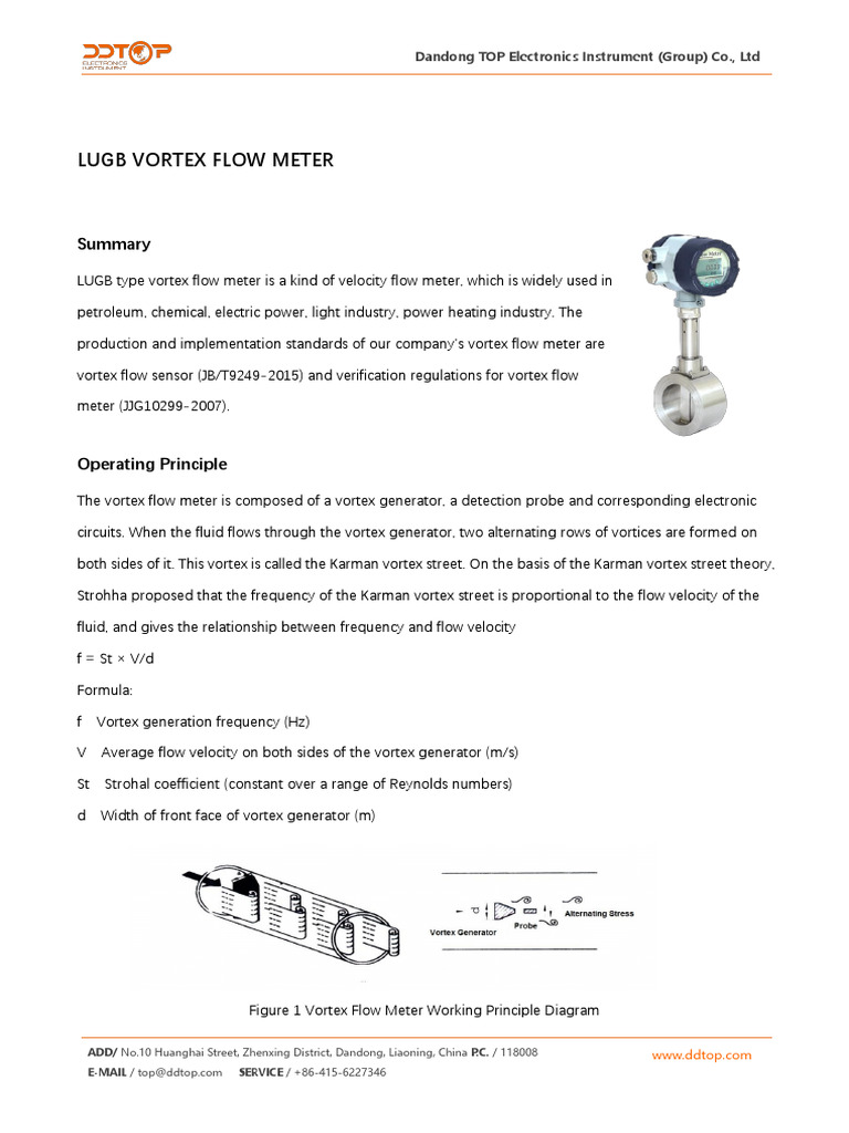 LUGB Vortex Flow Meter | PDF | Flow Measurement | Vortices