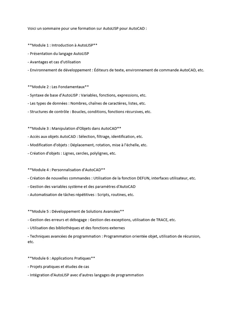 Autolisp Autocad Sommaire | PDF