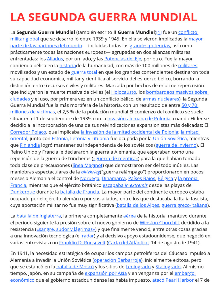 La Segunda Guerra Mundial: Resumen | PDF | Segunda Guerra Mundial ...