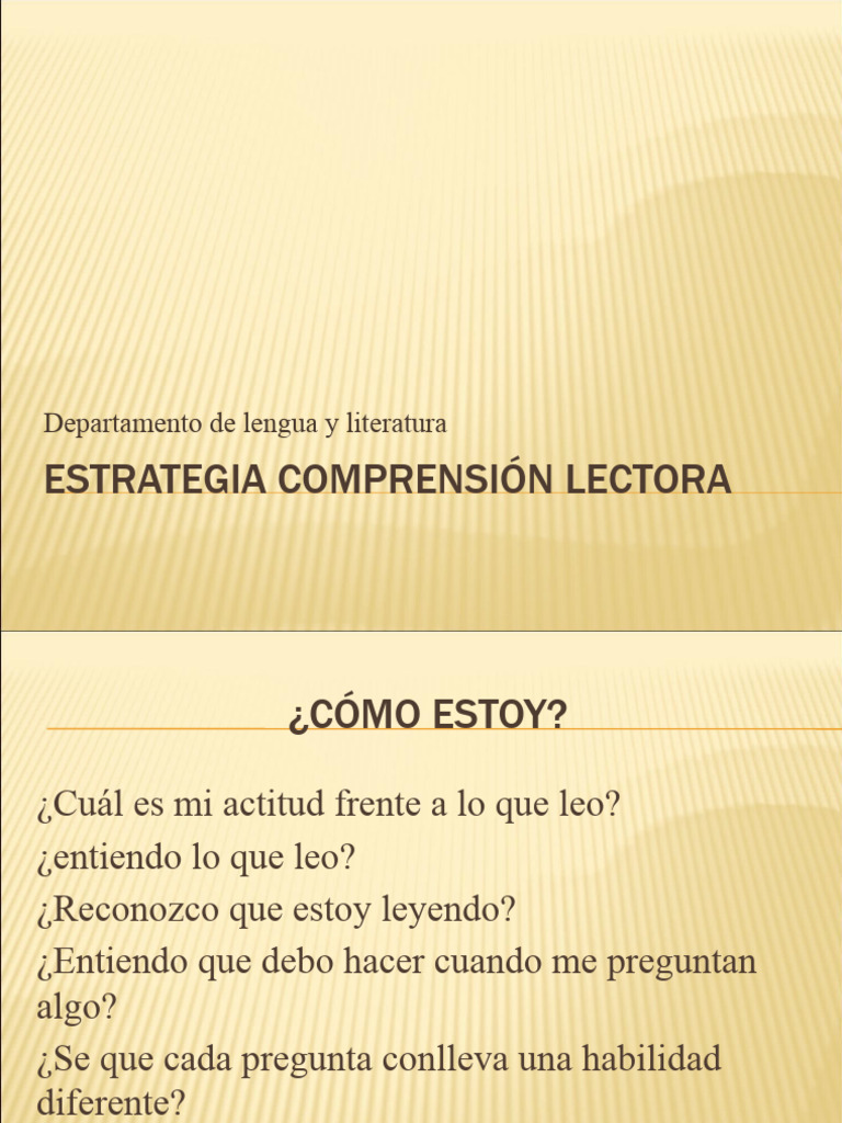 Estrategia Comprensión Lectora | PDF | Inferencia | Comprensión lectora