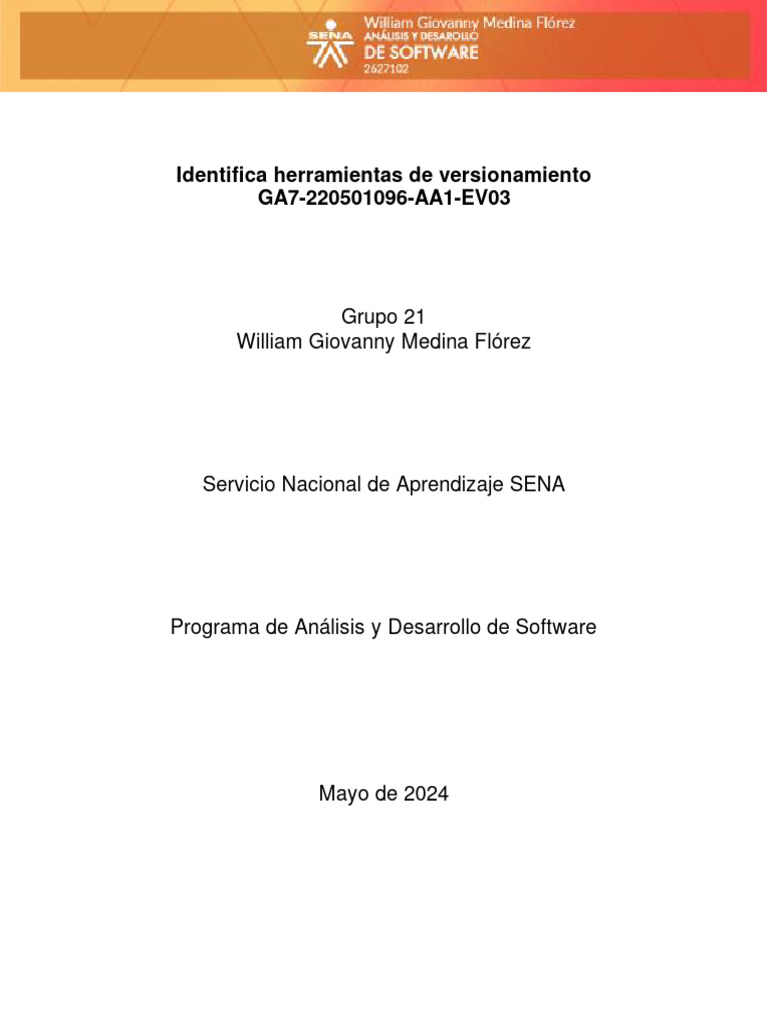 Identifica Herramientas de Versionamiento - GA7-220501096-AA1-EV03 | PDF | Ingeniería ...