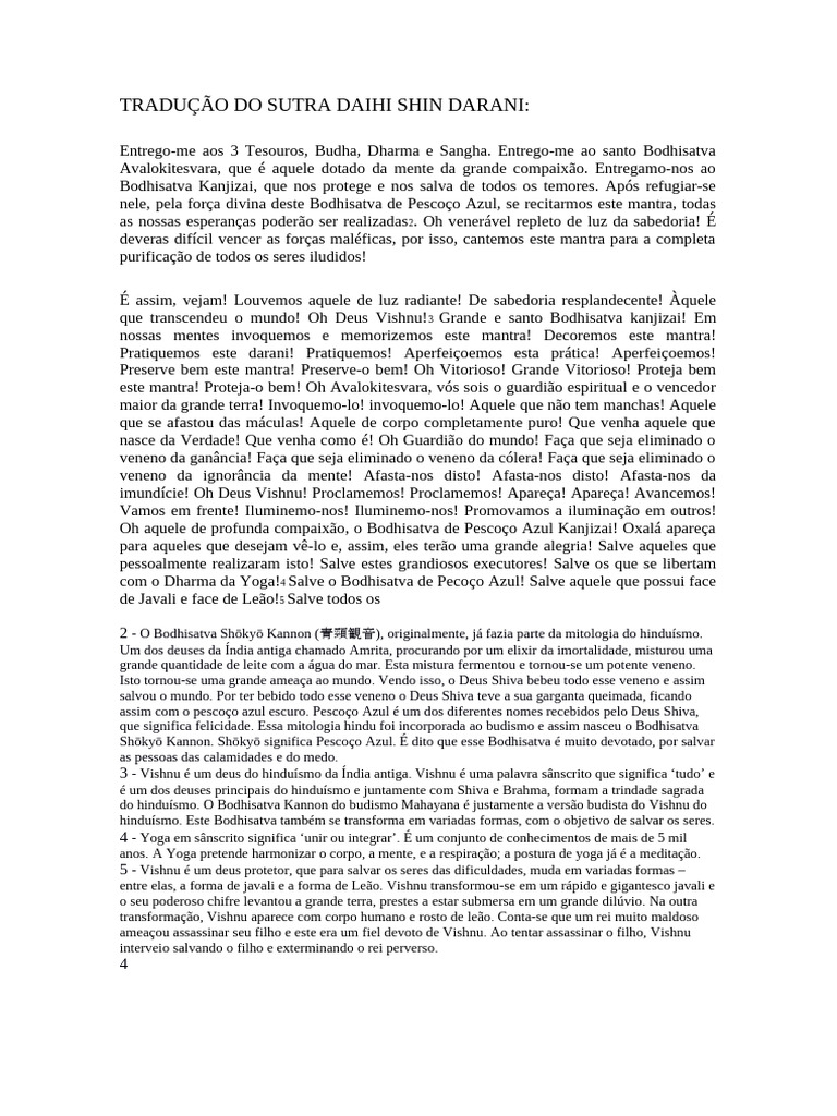 Tradução do Sutra Daihi Shin Dharani | PDF | Ioga | Religiões indianas