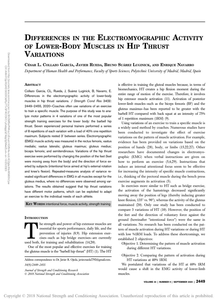 Differences in The Electromyographic Activity Of.7 | PDF | Strength ...