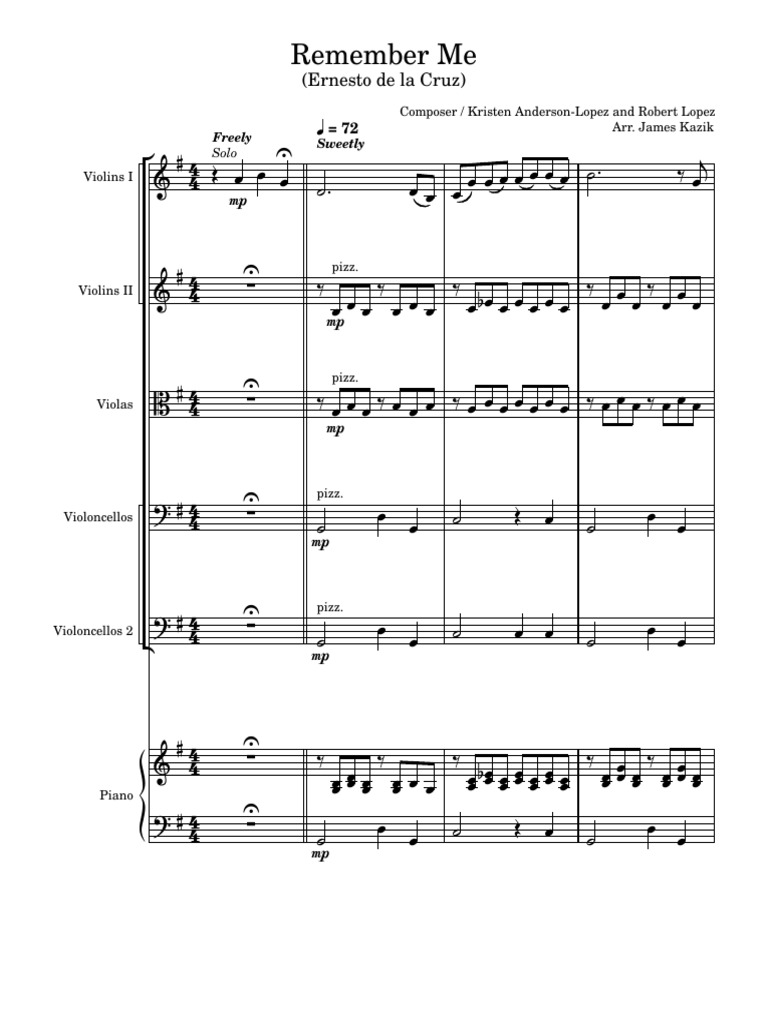 Remember Me Full Score String Ensemble | PDF | Bowed Instruments ...