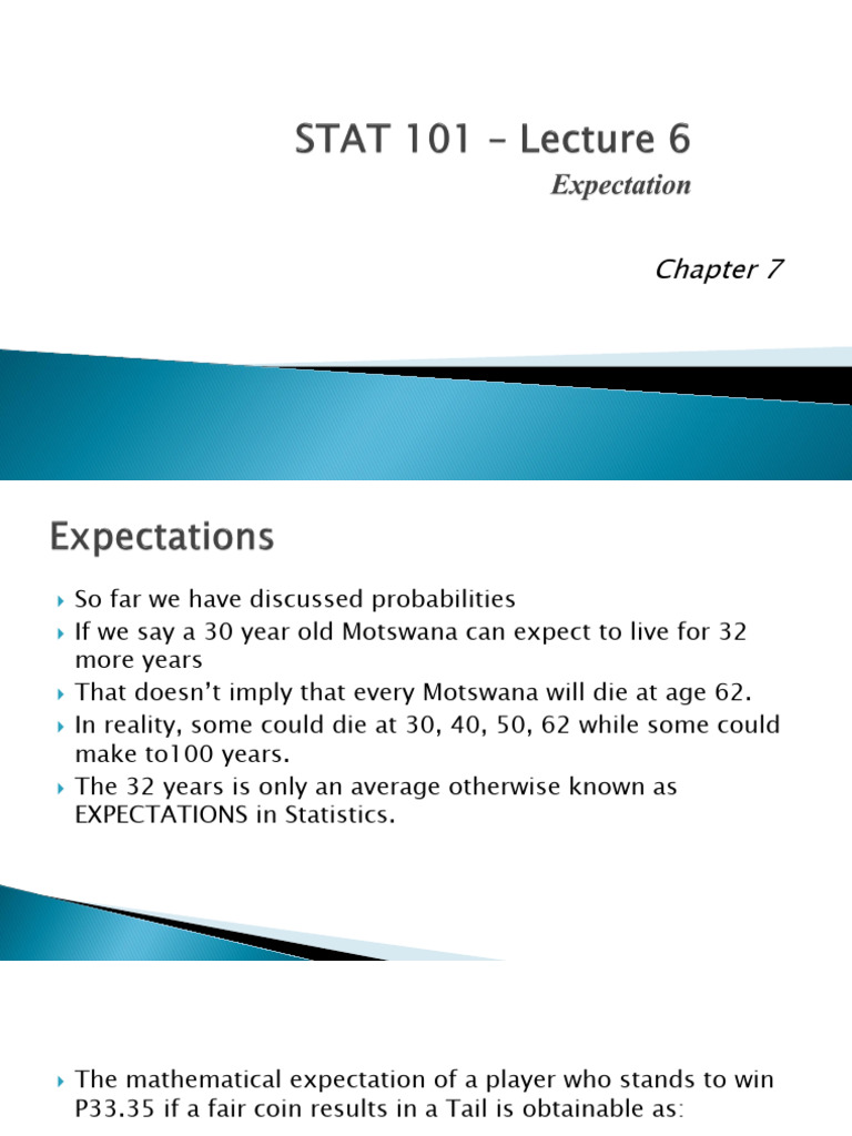 STAT Lecture 6 Neww Expectation | PDF | Statistical Theory ... STAT Lecture 6 Neww Expectation | PDF | Statistical Theory ...