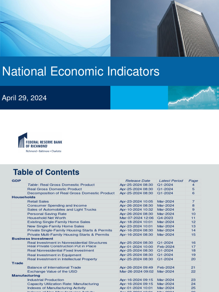 National Economic Indicators | PDF | Personal Consumption Expenditures ...