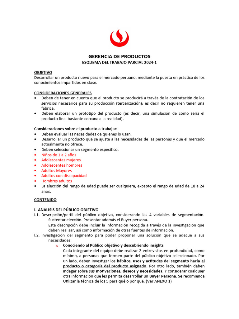 Trabajo Parcial 2024-1 CP6A | PDF | Producto (Negocio) | Marketing