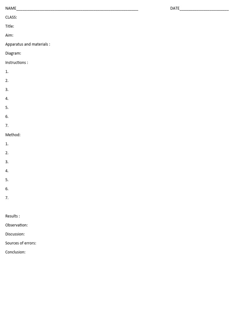 Science Experiment Report Template | PDF