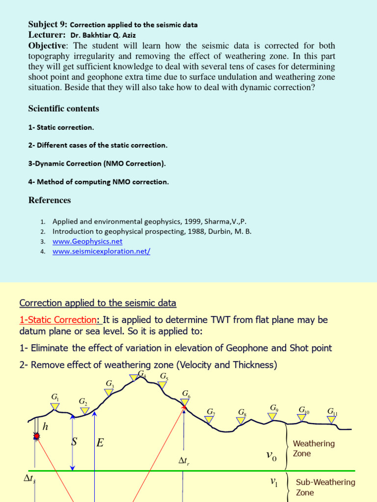 Lecture-6 - Correction Applied To The Seismic Data | PDF | Reflection ...