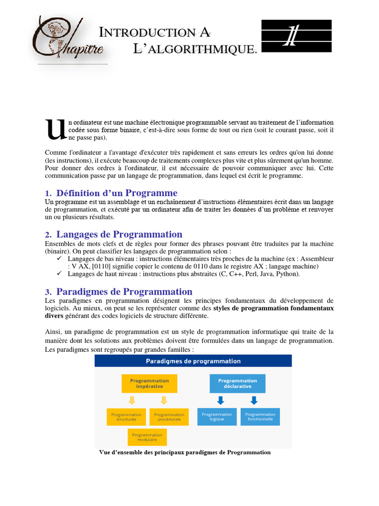 Introduction à l'Algorithmique et Programmation | PDF | Programmation ...