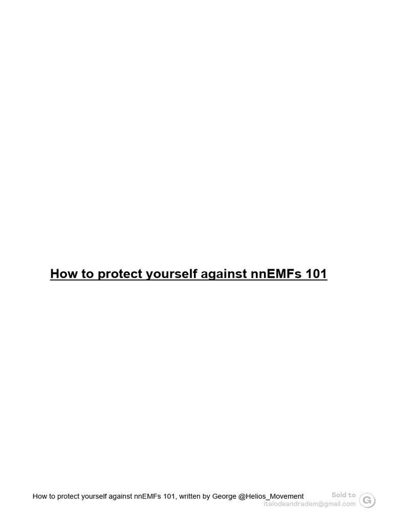 How To Protect Yourself Against nnEMFs 101 | PDF