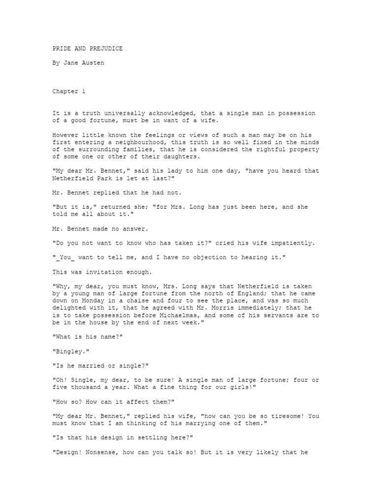 Pride and Prejudice | PDF | Pride And Prejudice | Mr. Darcy