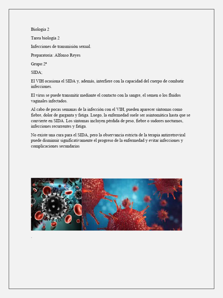 Biologia 2 Infecciones de Transmision Sexual | PDF | Infección transmitida sexualmente | VIH / SIDA