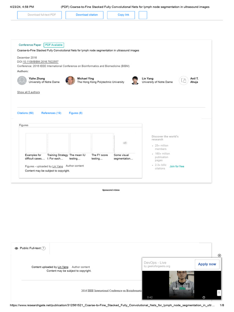 (PDF) Coarse-to-Fine Stacked Fully Convolutional Nets For Lymph Node ...