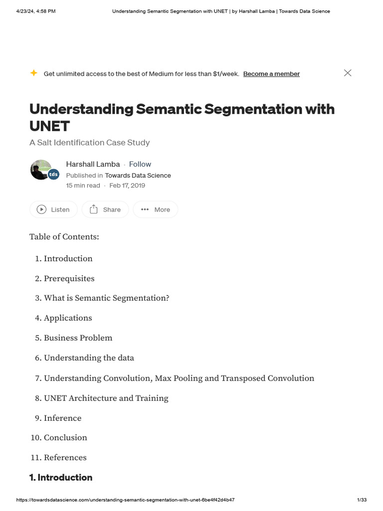 Understanding Semantic Segmentation With UNET - by Harshall Lamba - Towards Data Science | PDF ...