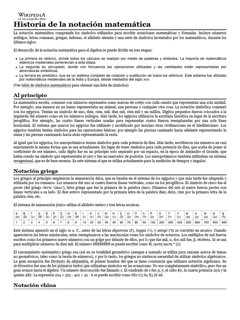 Historia de La Notación Matemática | PDF | Lógica matemática | Matemáticas