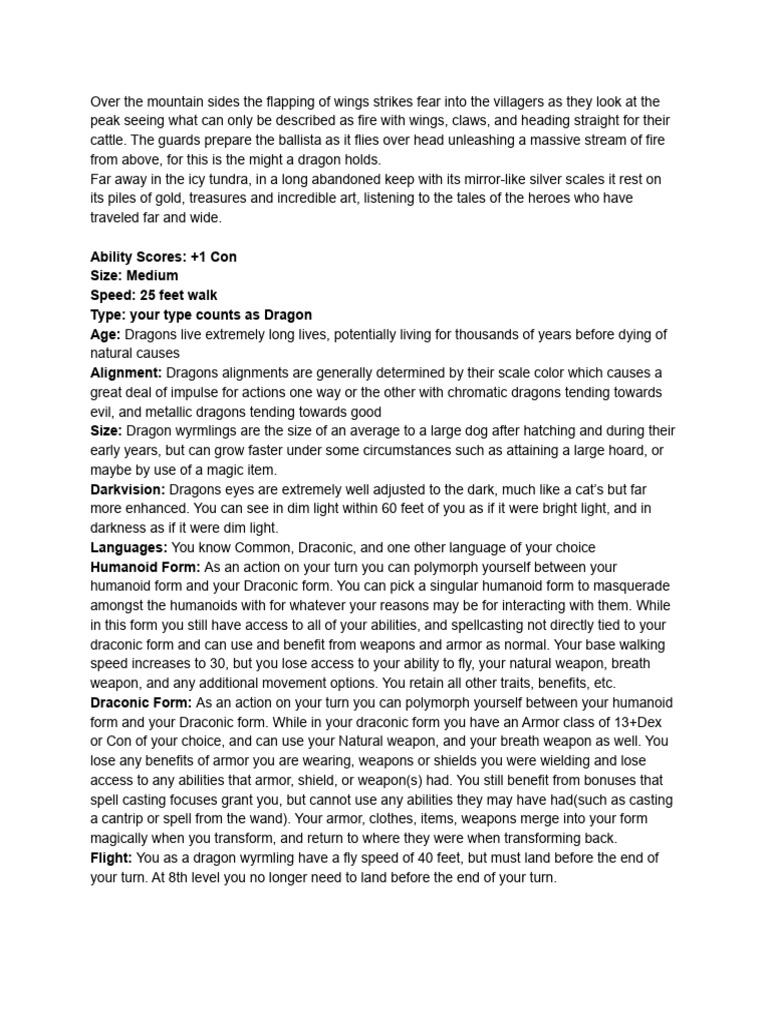 Dragon Wyrmling Race 5e | PDF