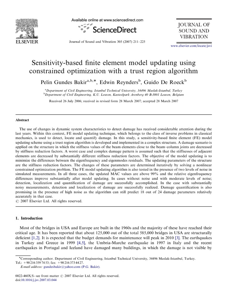 Sensitivity Based Finite Element Model U | PDF | Mathematical Optimization | Eigenvalues And ...