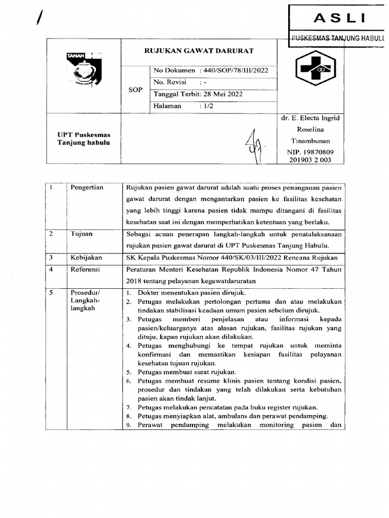 Sop Rujukan Gadar | PDF
