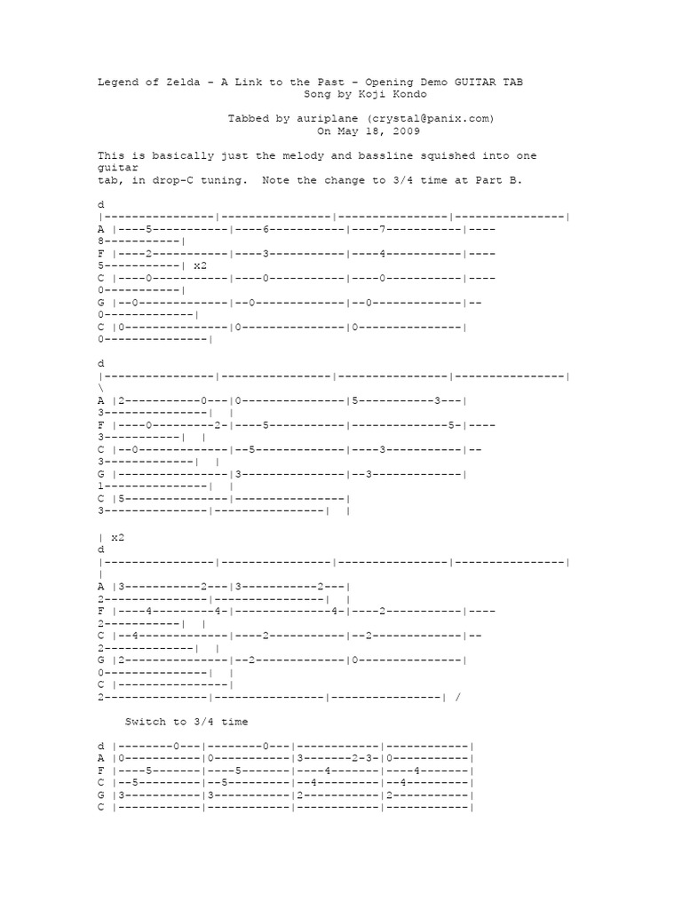 Zelda Link To The Past Opening Theme | Download Free PDF | The Legend ...