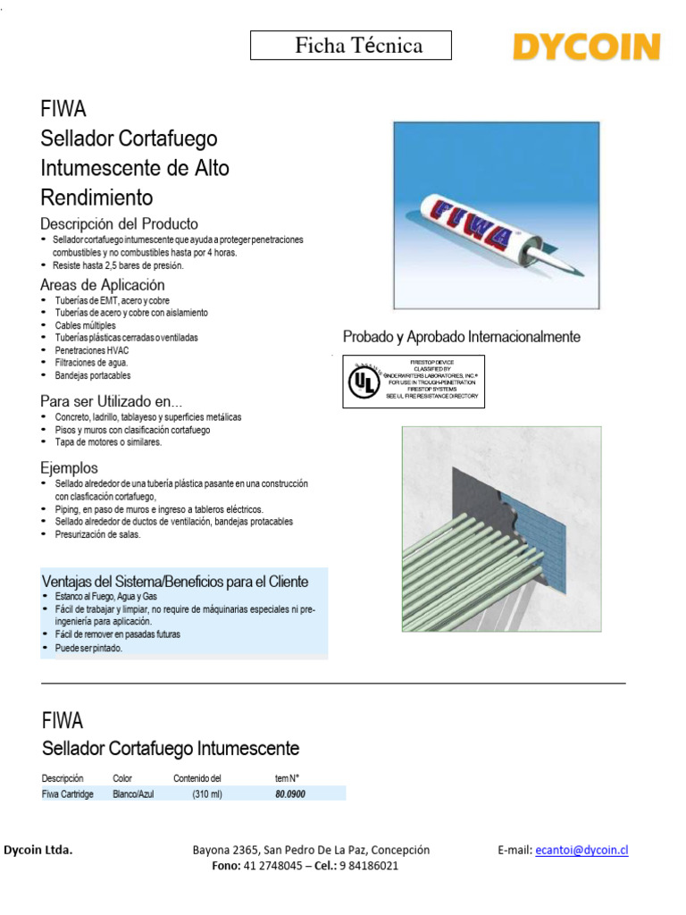 Sellador Cortafuego Intumescente FIWA | PDF | Tubería (transporte de ...