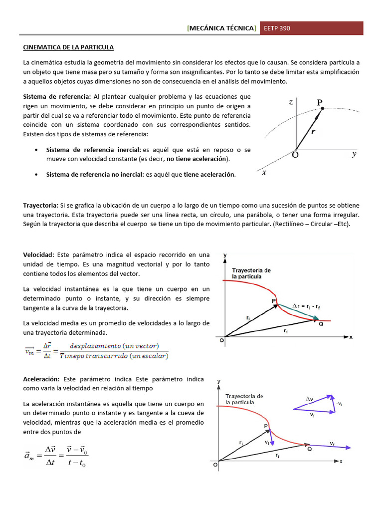 Mecanica Tecnica Cinematica Pdf Aceleración Velocidad