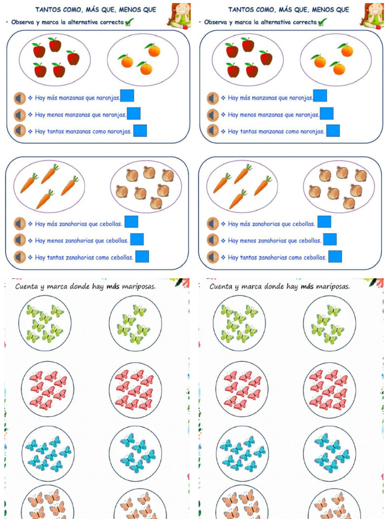 Ficha Comparamos Mas Que-Menos Que 1° | PDF
