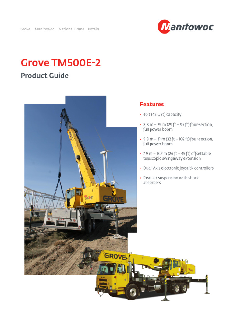 Grove TM500E-2 Crane Specs Guide | PDF | Truck | Vehicle Technology