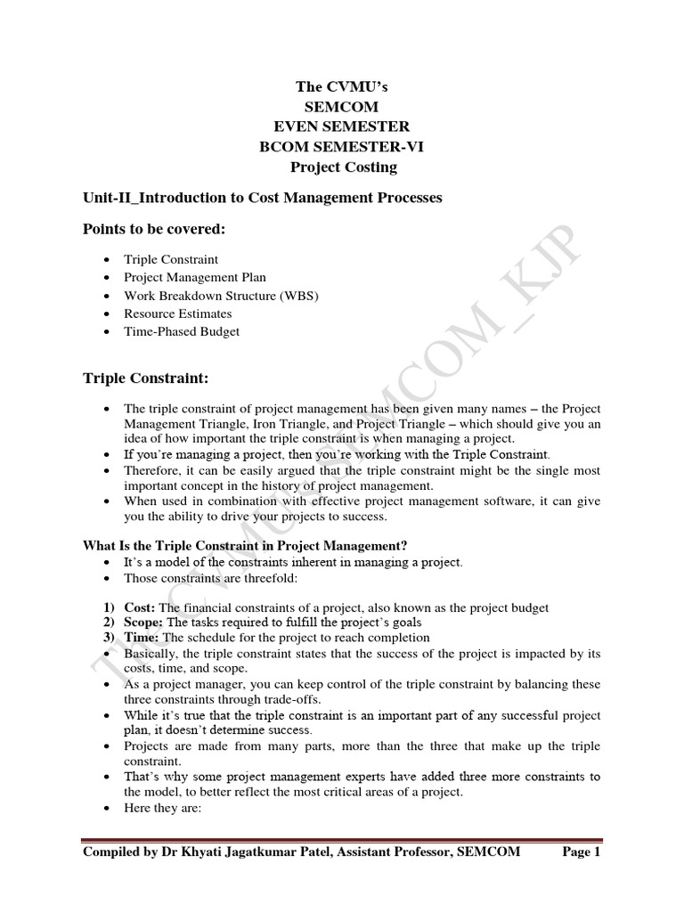 Unit-II - Introduction To Cost Management Processes | PDF | Project ... Unit-II - Introduction To Cost Management Processes | PDF | Project ...