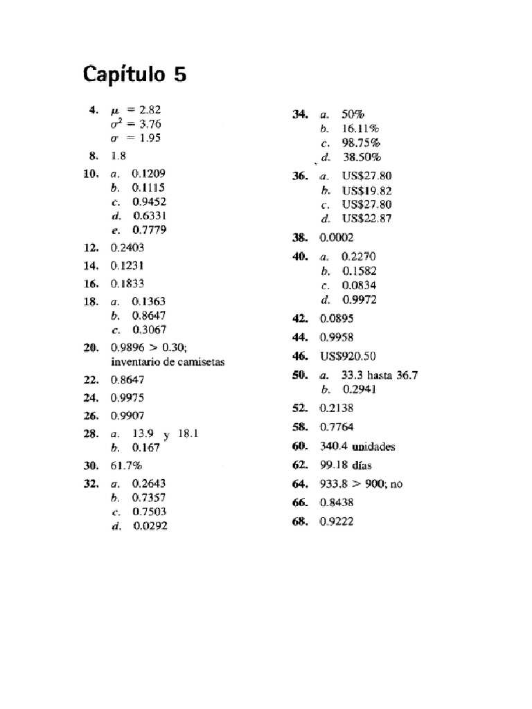 Soluciones A Problemas Seleccionados Capitulo 5 - Distribuciones de Probabilidad | PDF