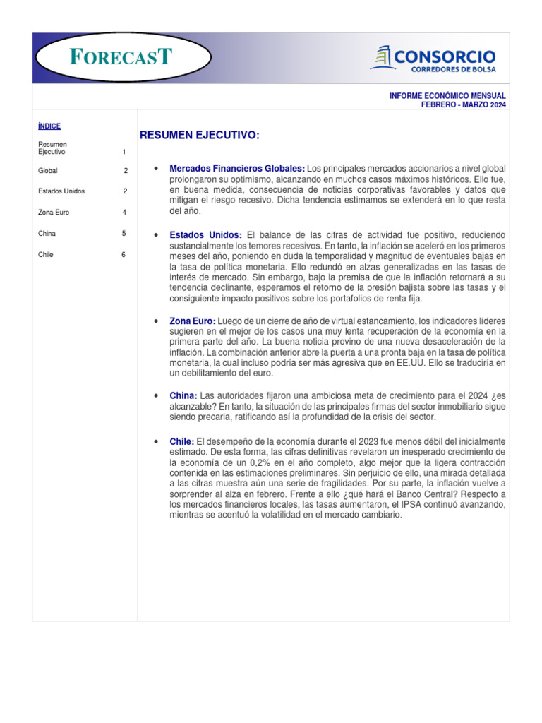Informe Económico Mensual: Feb-Mar 2024 | PDF | Inflación | La política ...