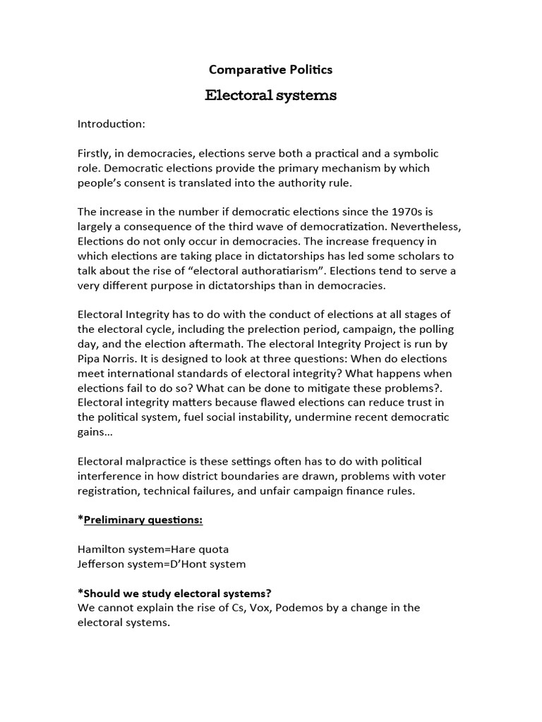 Electoral Systems | PDF | Voting | Electoral District