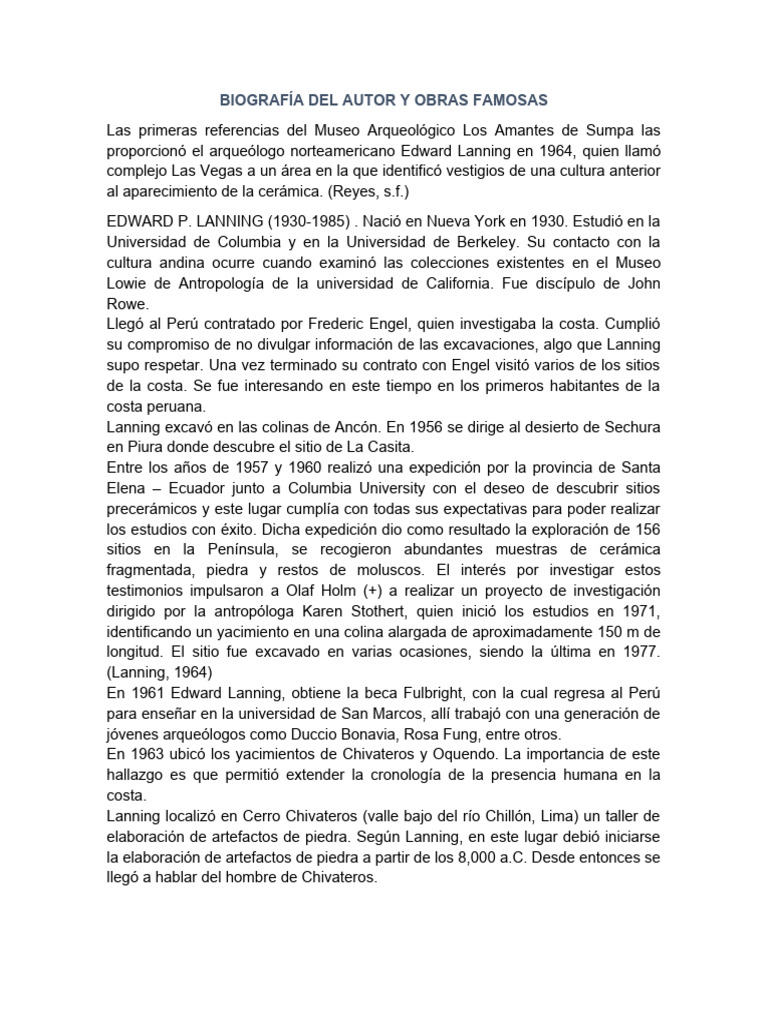 Biografía Del Autor y Obras Famosas | PDF | Arqueología