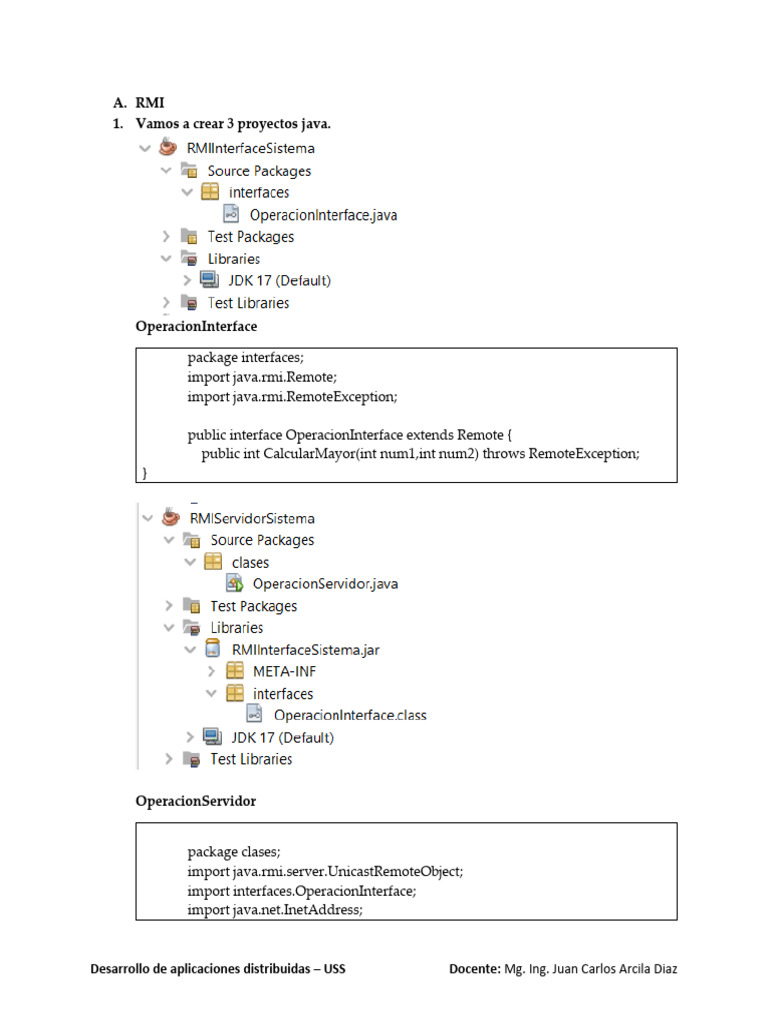 Proyectos RMI en Java: Servidor y Cliente | PDF | Java (lenguaje de programación ...