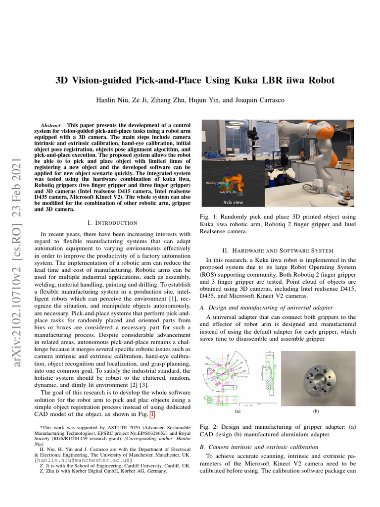 3D Vision-Guided Pick-and-Place Using Kuka LBR Iiwa Robot | PDF ...