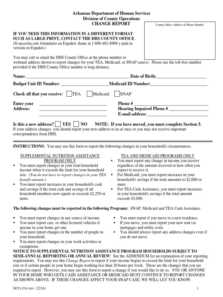 Change Report Form DCO 0234 | PDF | Medicare (United States ...